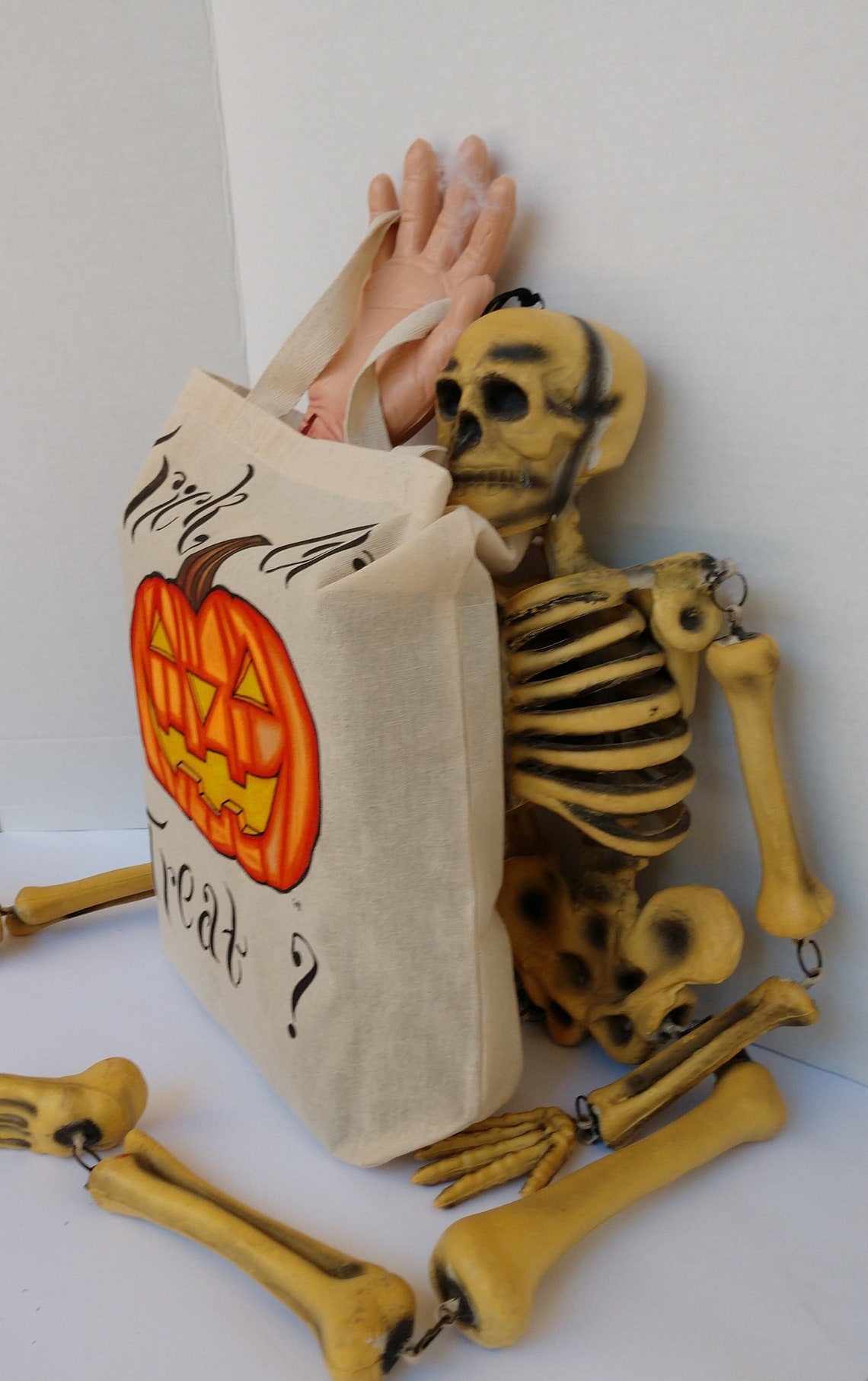 Handmade Halloween Tote Bag: Jack-o-lantern Trick or Treat Candy Bag - Etsy