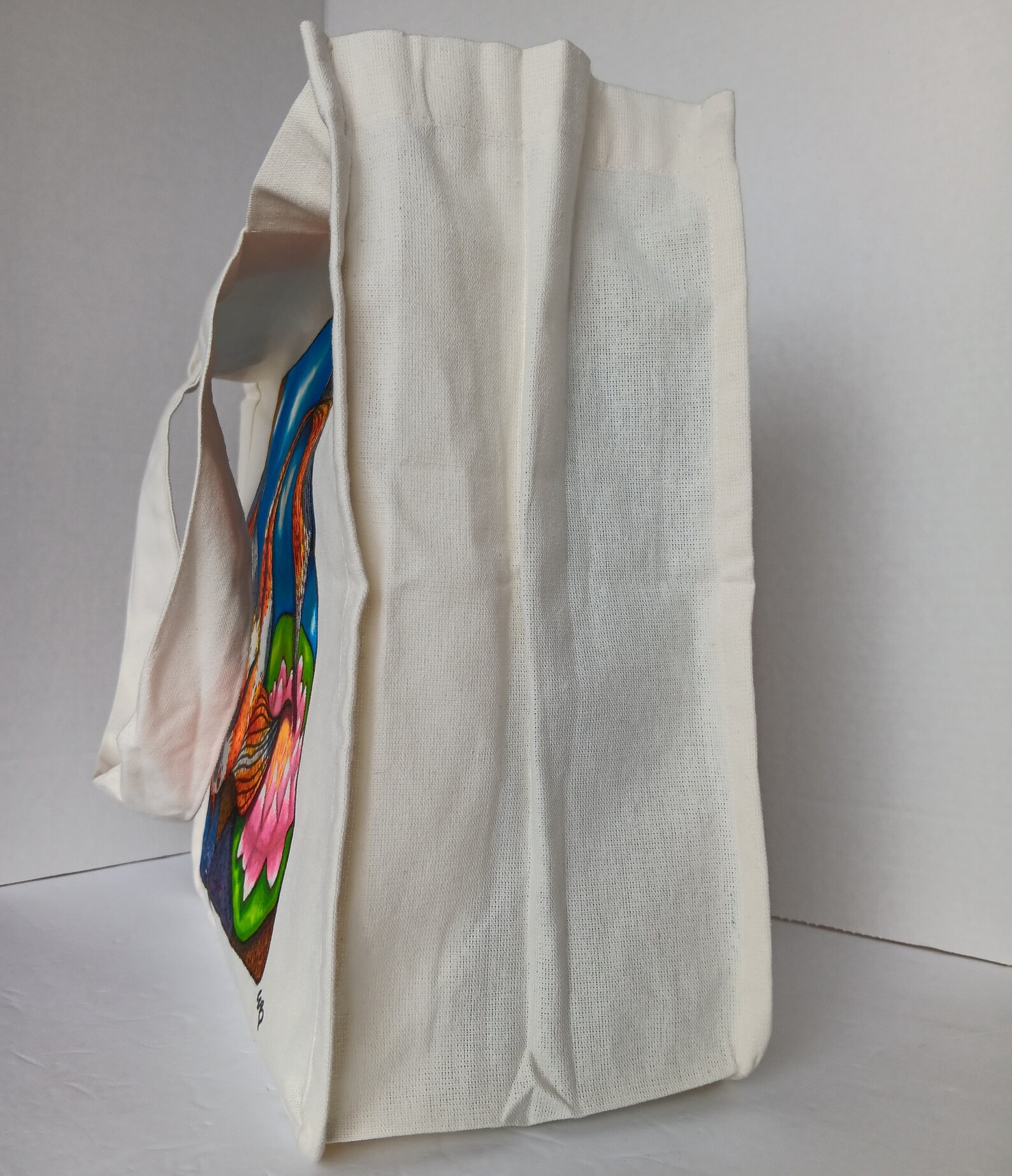 Koi Fish Tote Bag , Canvas Reusable Bag With Hand Drawn Orange and ...