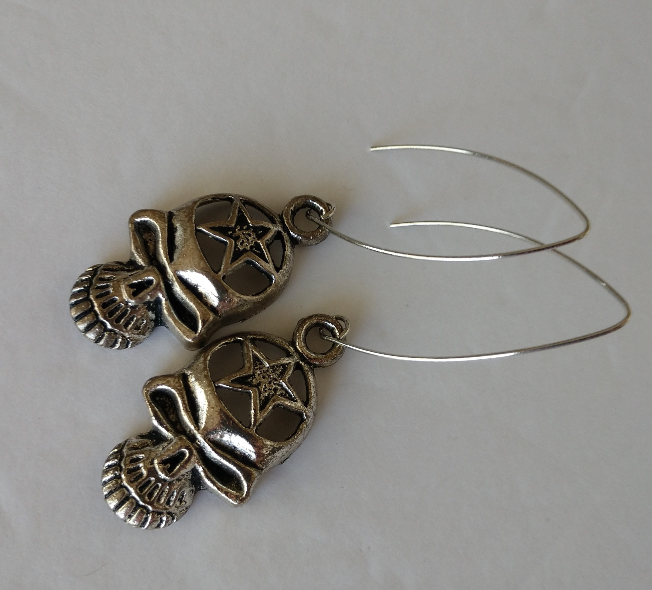 Tibetan Skull Earrings , Skull Earrings With Silver Boomerang Ear Wires ...