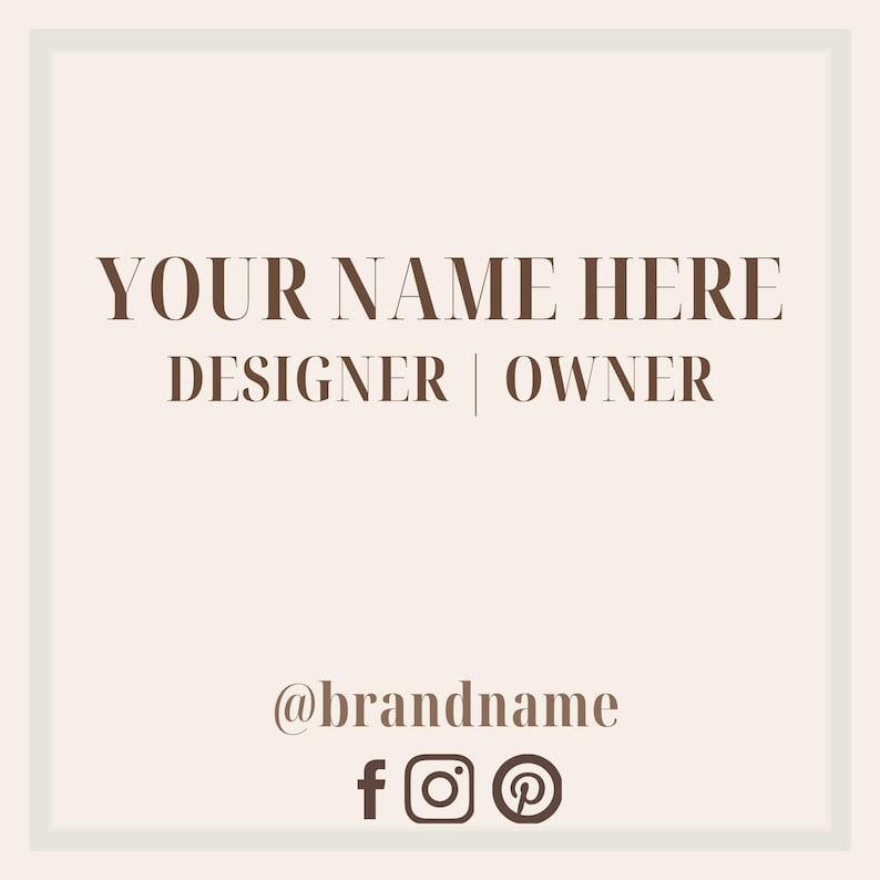 Signature Branding Card Template, DIY Square Canva Design, Modern ...