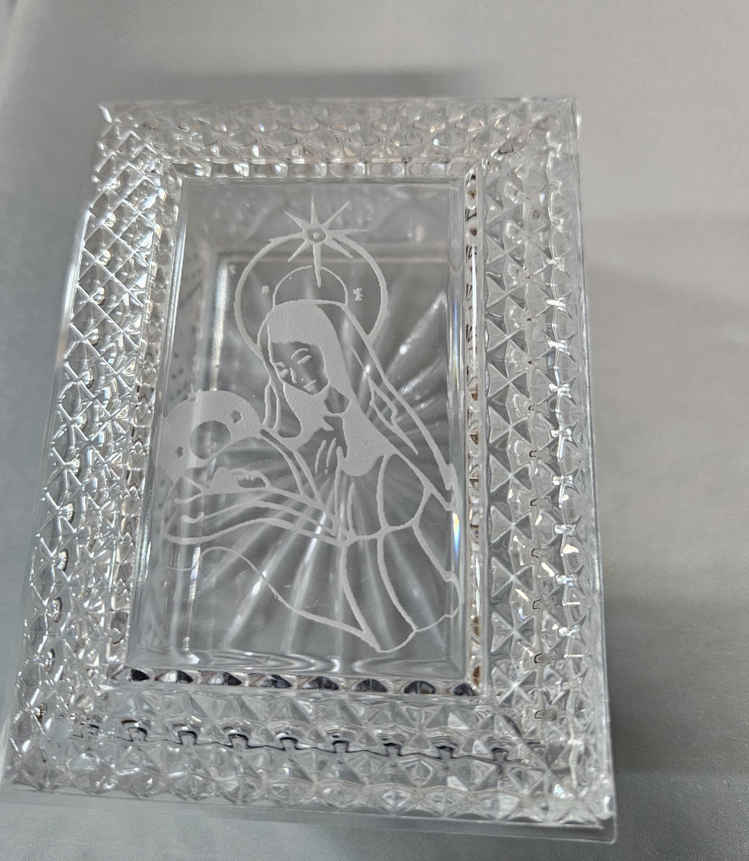 Lead Crystal Box Sand Carved With Mary and Baby Jesus - Etsy