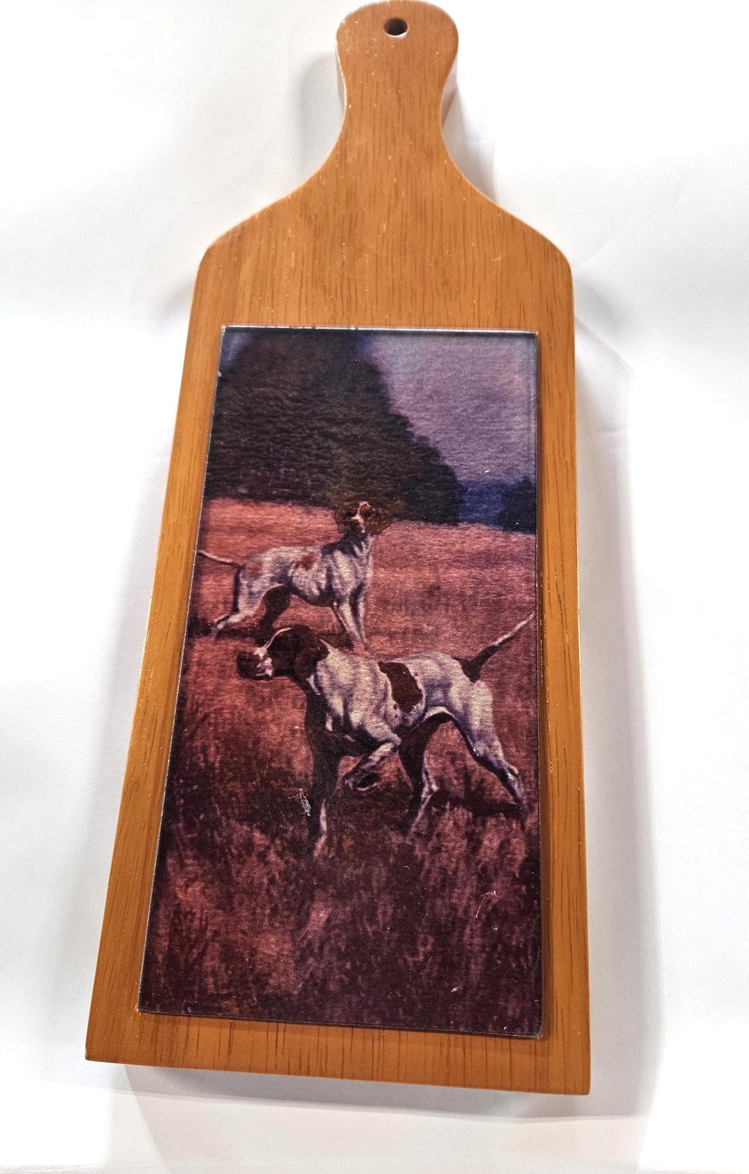 Pointer on Solid Wood Trivet With Glass Insert, Pointer, Cherry Finish ...