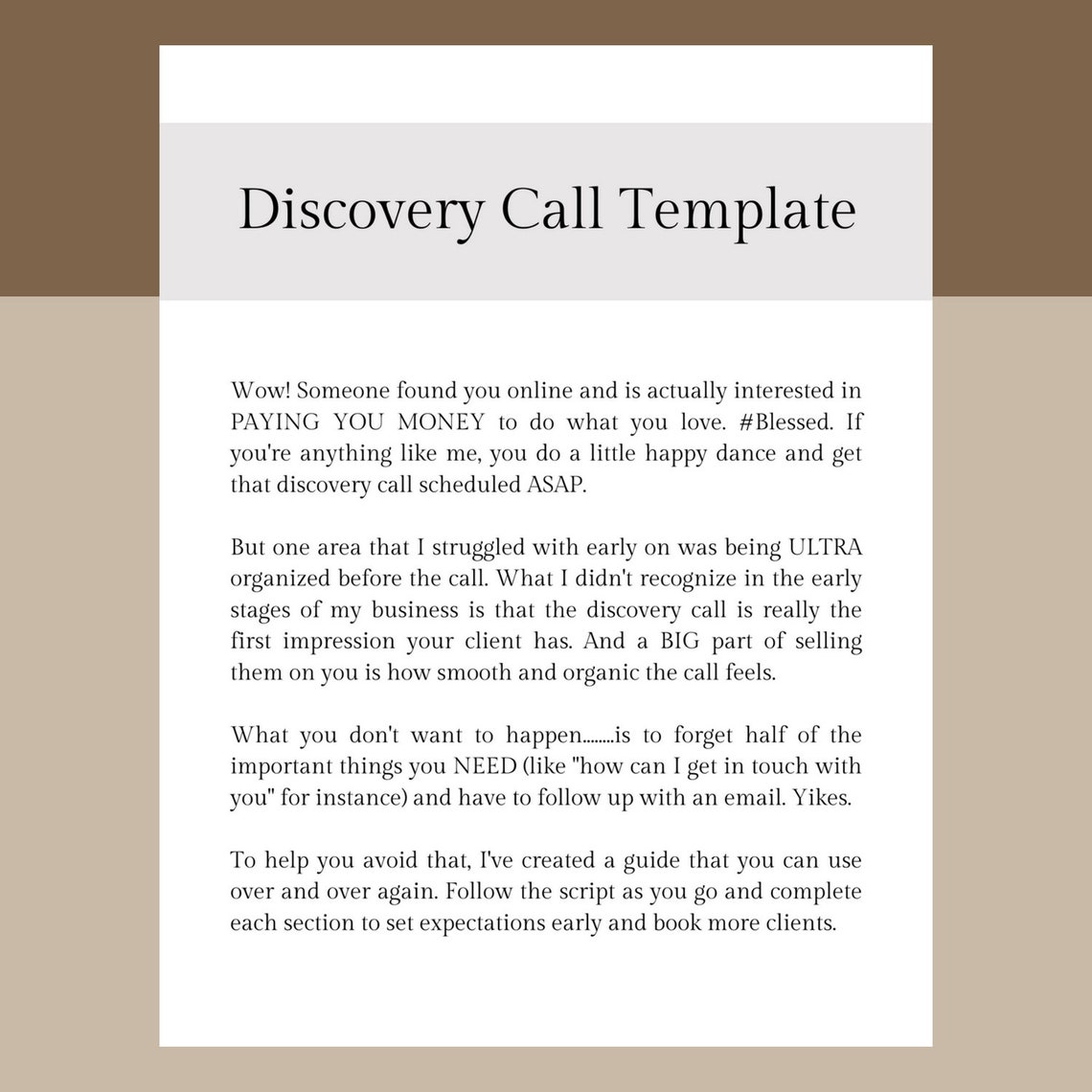 Client Discovery Call Template | Client Onboarding Workflow - Etsy