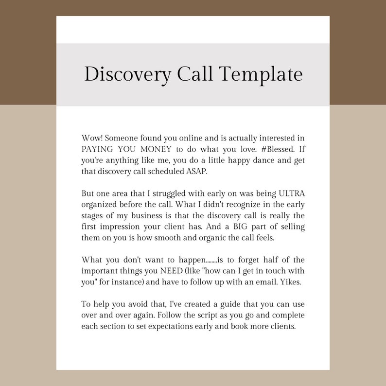 Client Discovery Call Template | Client Onboarding Workflow - Etsy