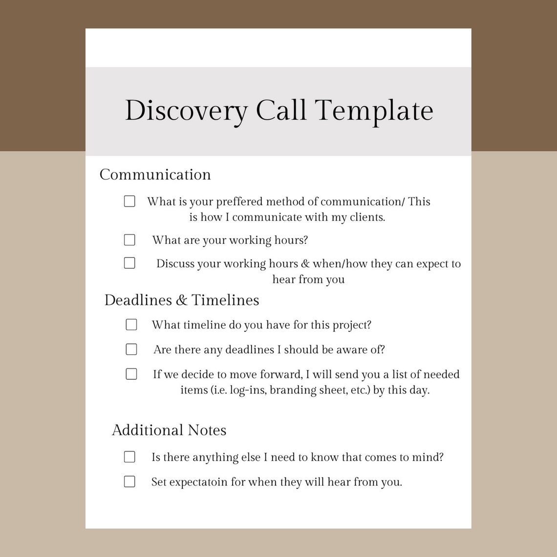 Client Discovery Call Template | Client Onboarding Workflow - Etsy