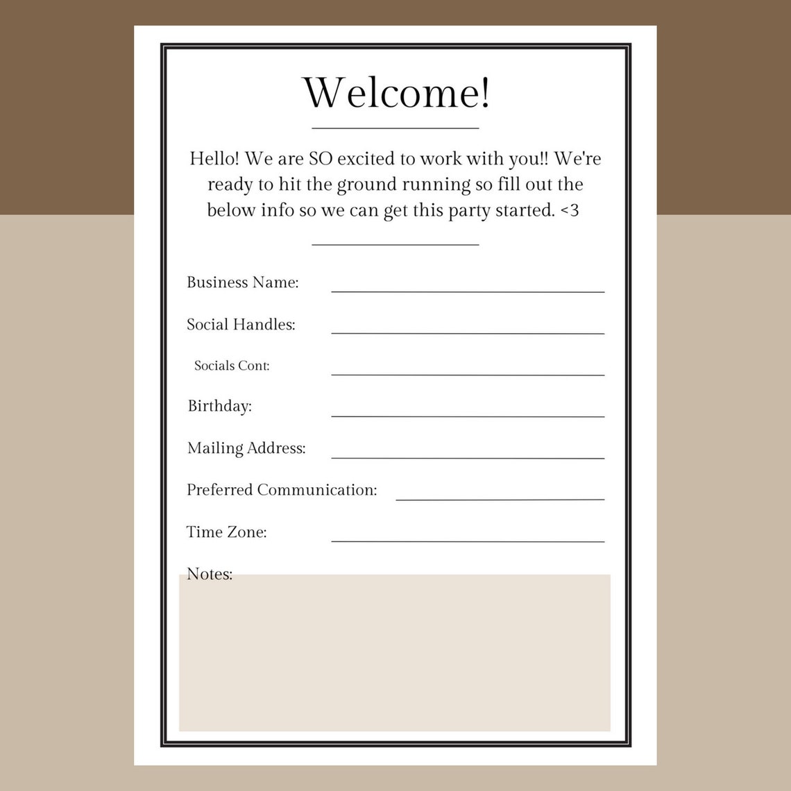 Customizable Client In-take Form - Etsy