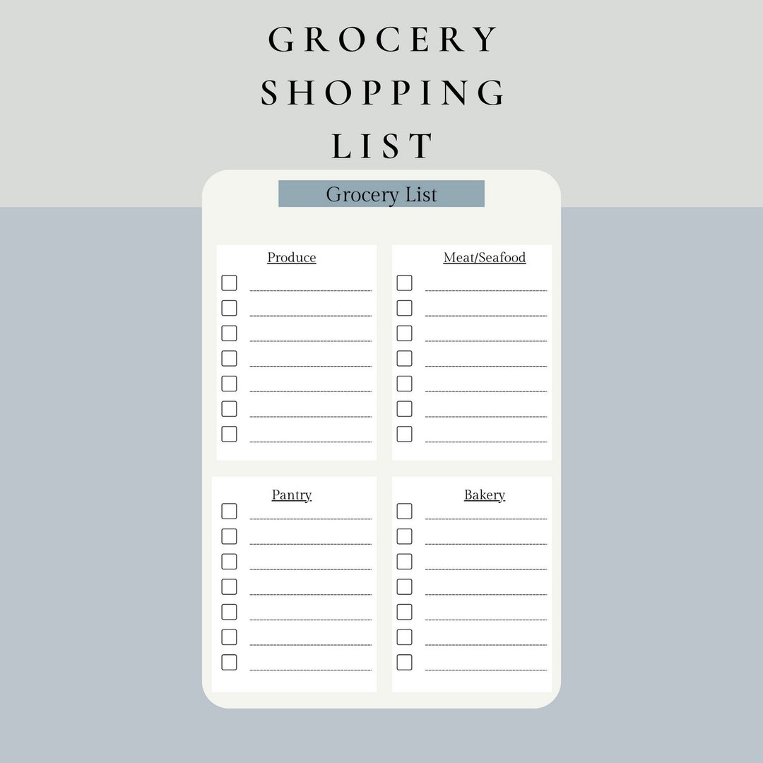 Grocery Shopping Checklist - Etsy
