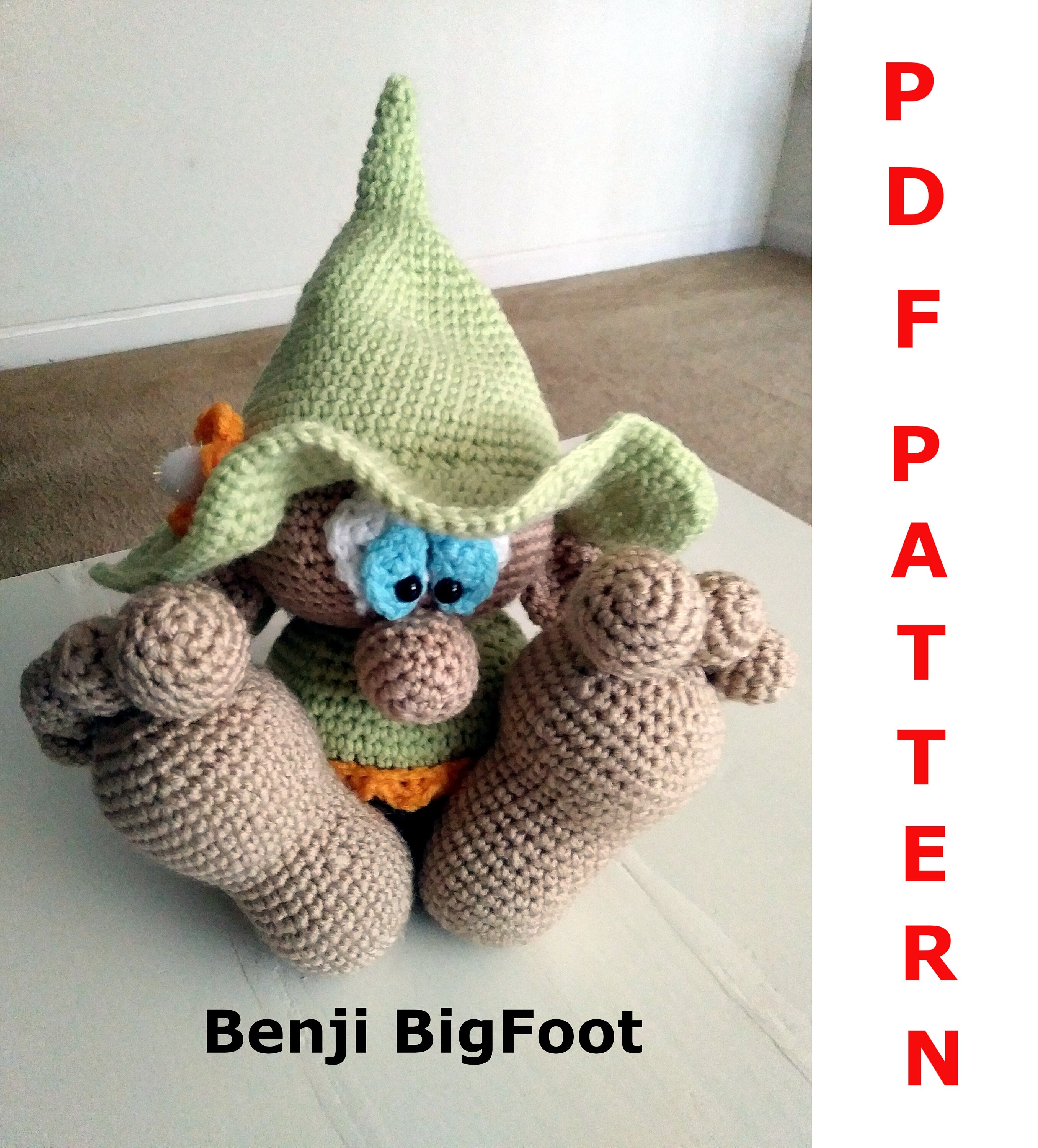 Benji Bigfoot Crochet Pattern-written Pattern With Photos, Instant ...