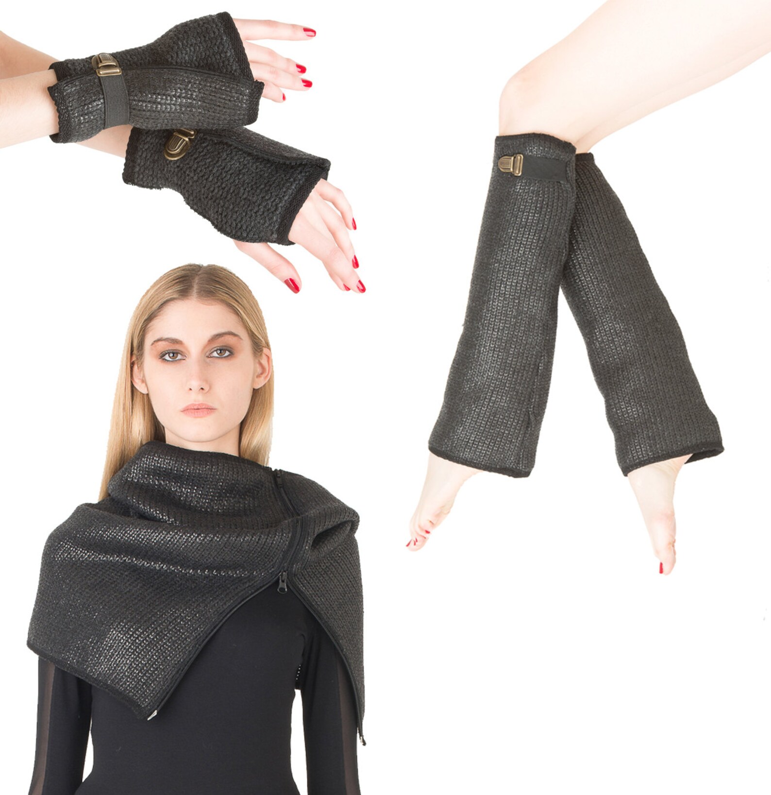 Gift Box With Coated Wool Snood, Mittens and Leg Warmers. - Etsy