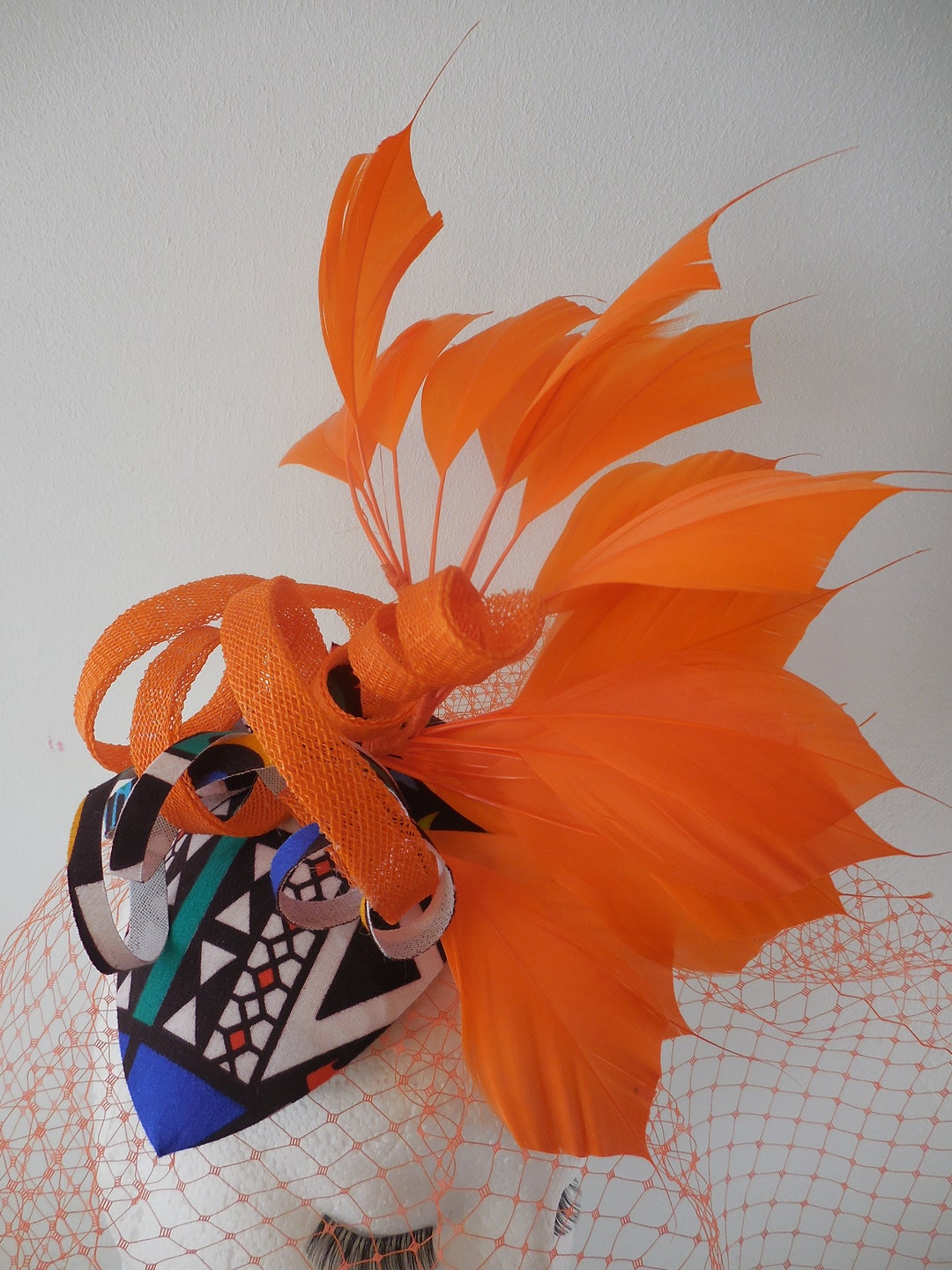 Orange African Print Fascinator - Etsy