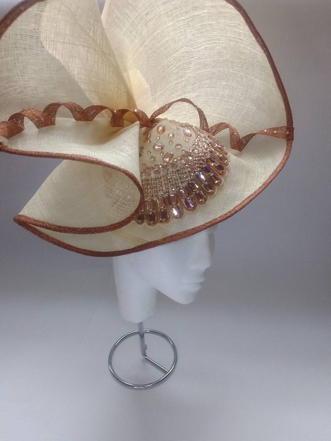 Large Fascinator Ivory With Bronze - Etsy