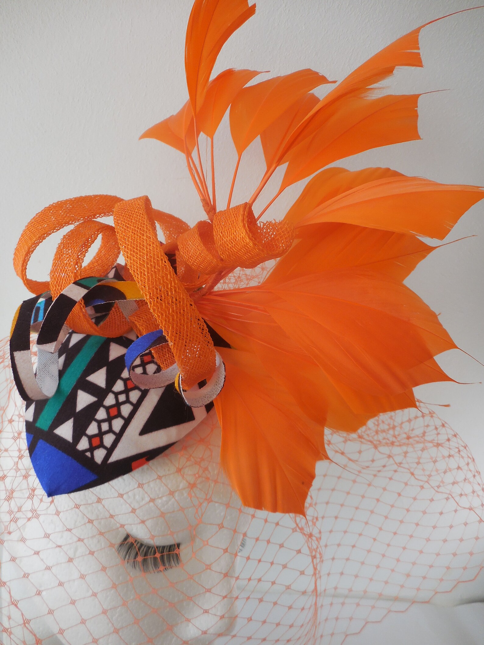 Orange African Print Fascinator - Etsy