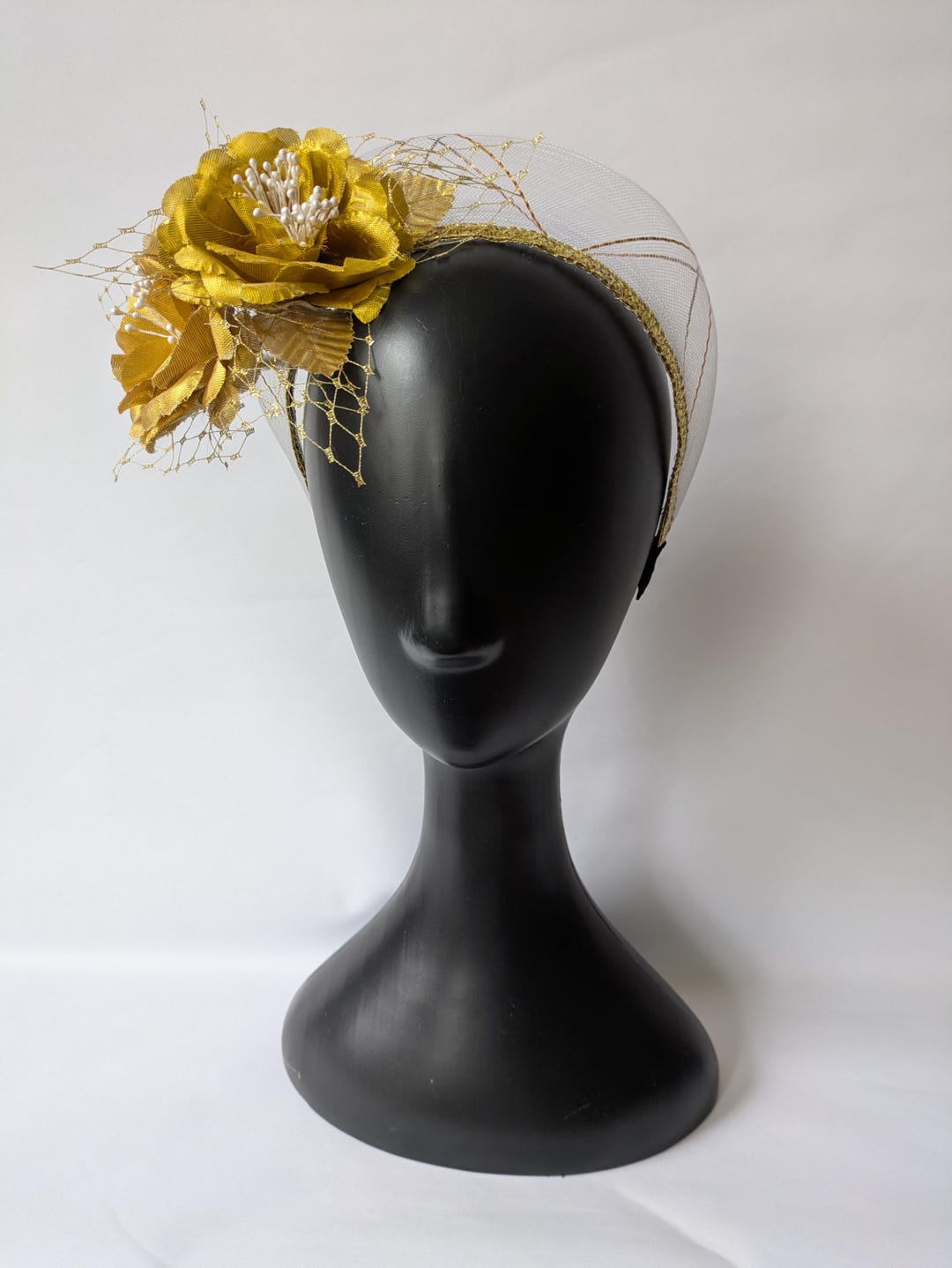Gold and White Crown Fascinator - Etsy