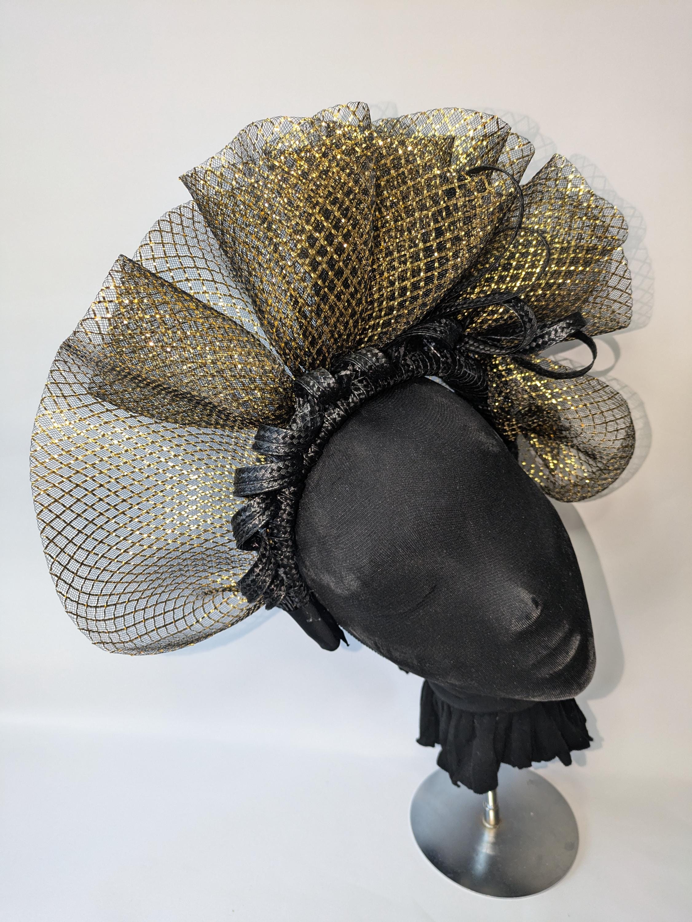 Gold and Black Crinoline Fascinator Ascot |derby | Weddings - Etsy