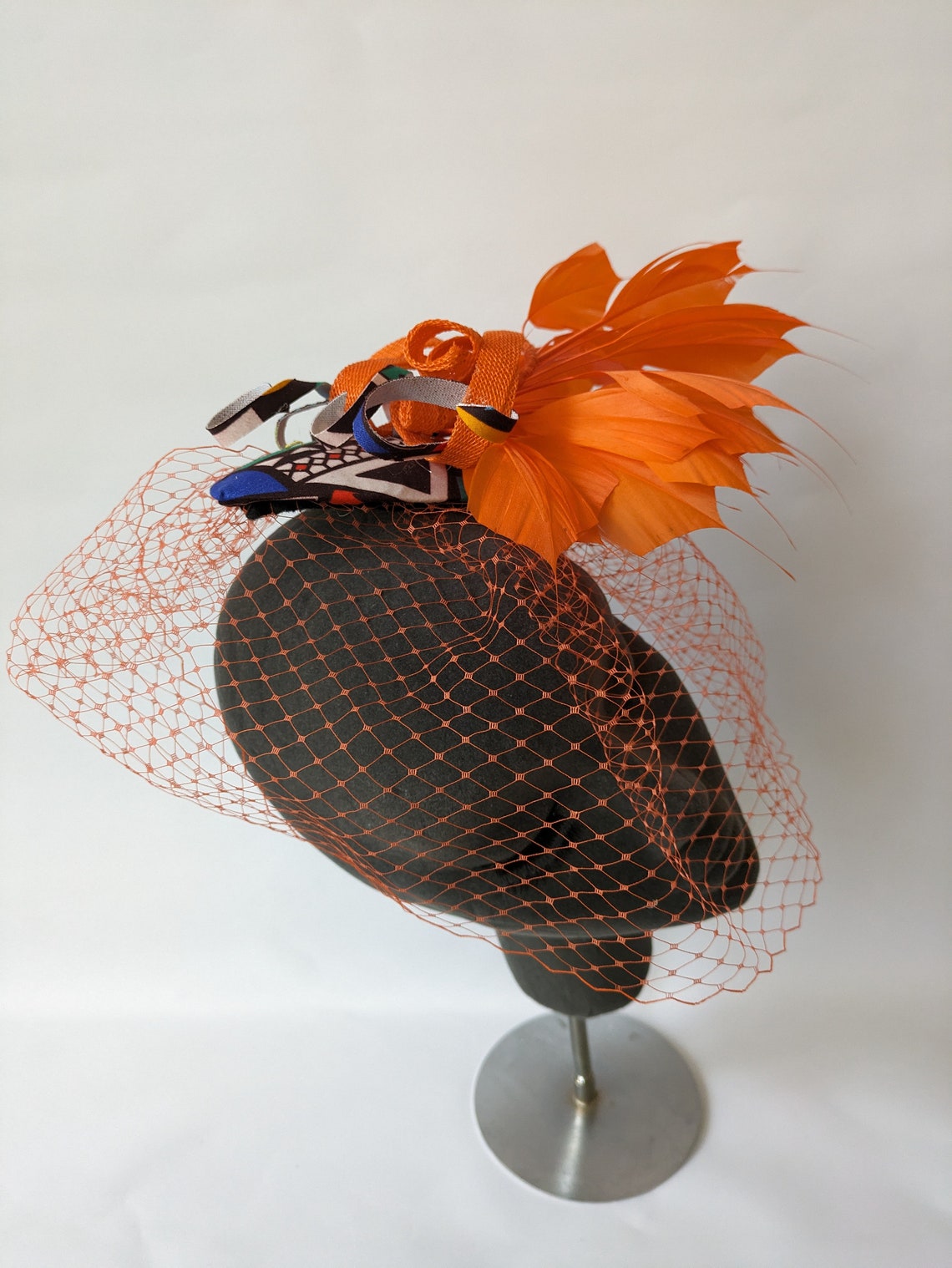 Orange African Print Fascinator - Etsy