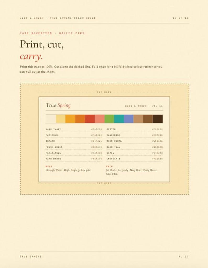 True Spring Color Analysis Guide | Seasonal Color Palette PDF ...
