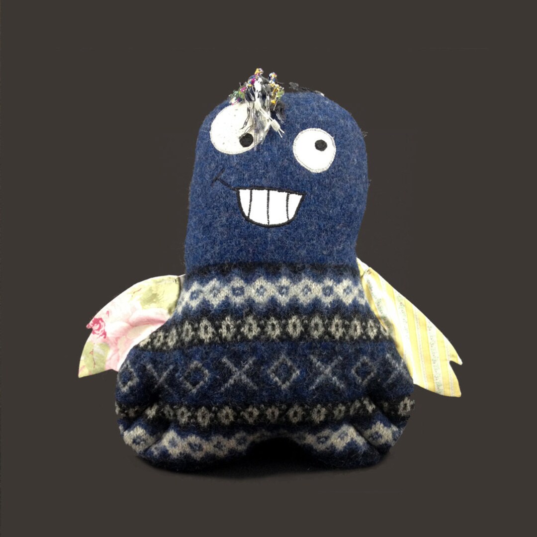 Chirpy Plushie Monster. Stuffed Plushie, Upcycled From a Repurposed ...