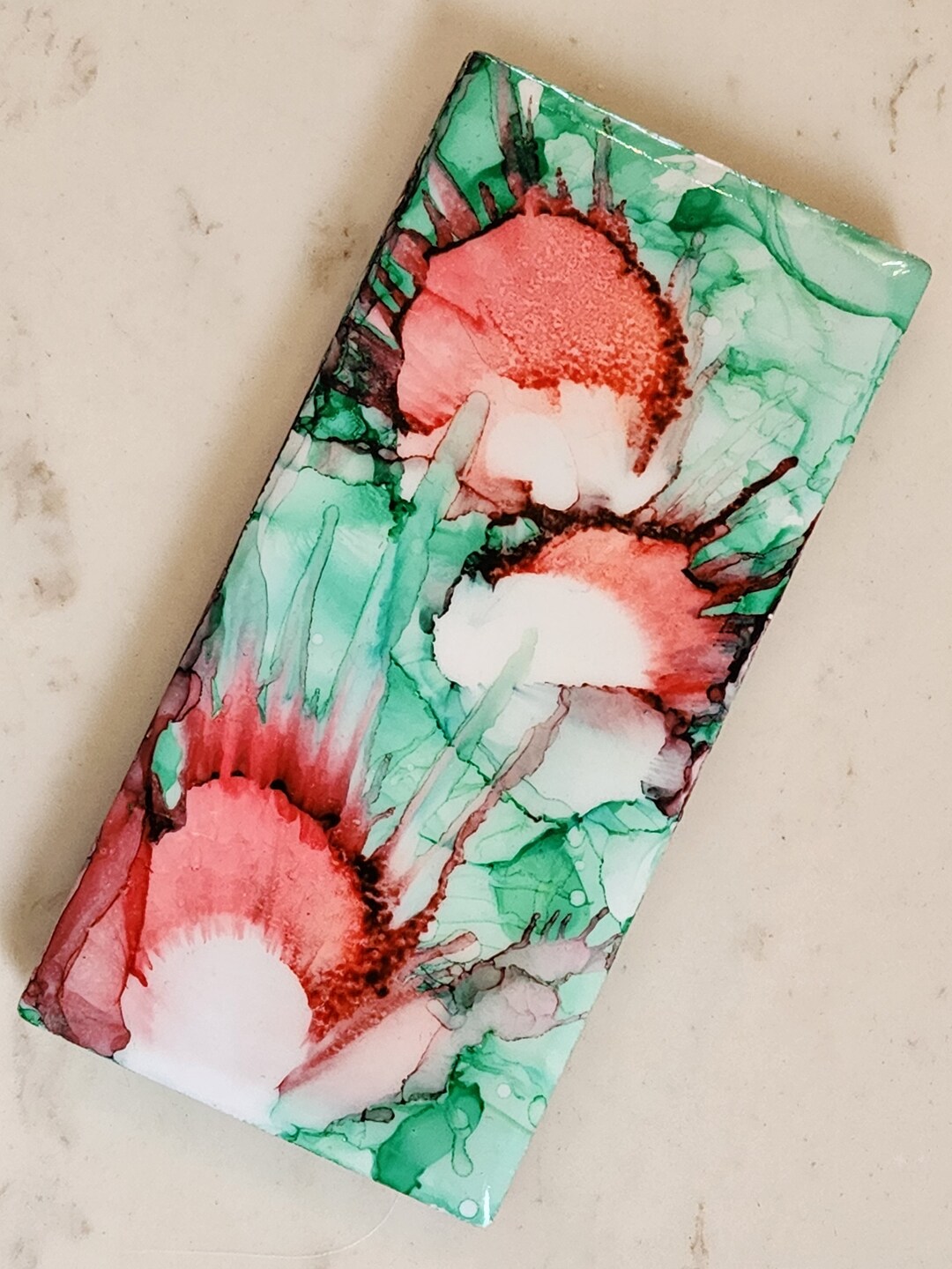 Red and Green, Floral Alcohol Ink Magnet - Etsy