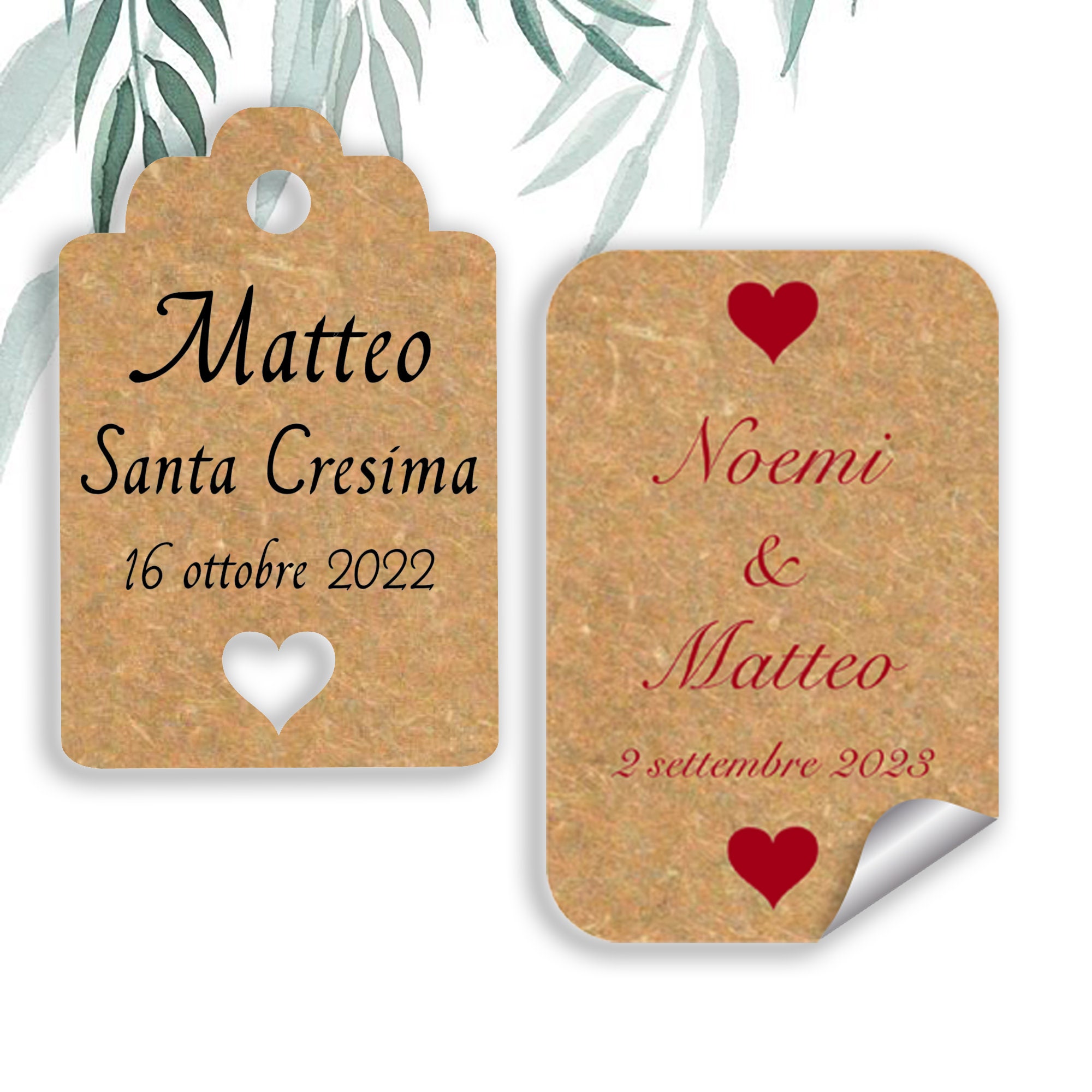 10 Pezzi Cartellini Carta Kraft per Bomboniera Personalizzati ...