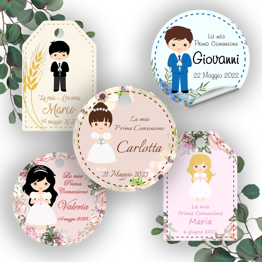 10 pezzi Cartellini o Adesivi Prima Comunione personalizzati - Etsy Italia