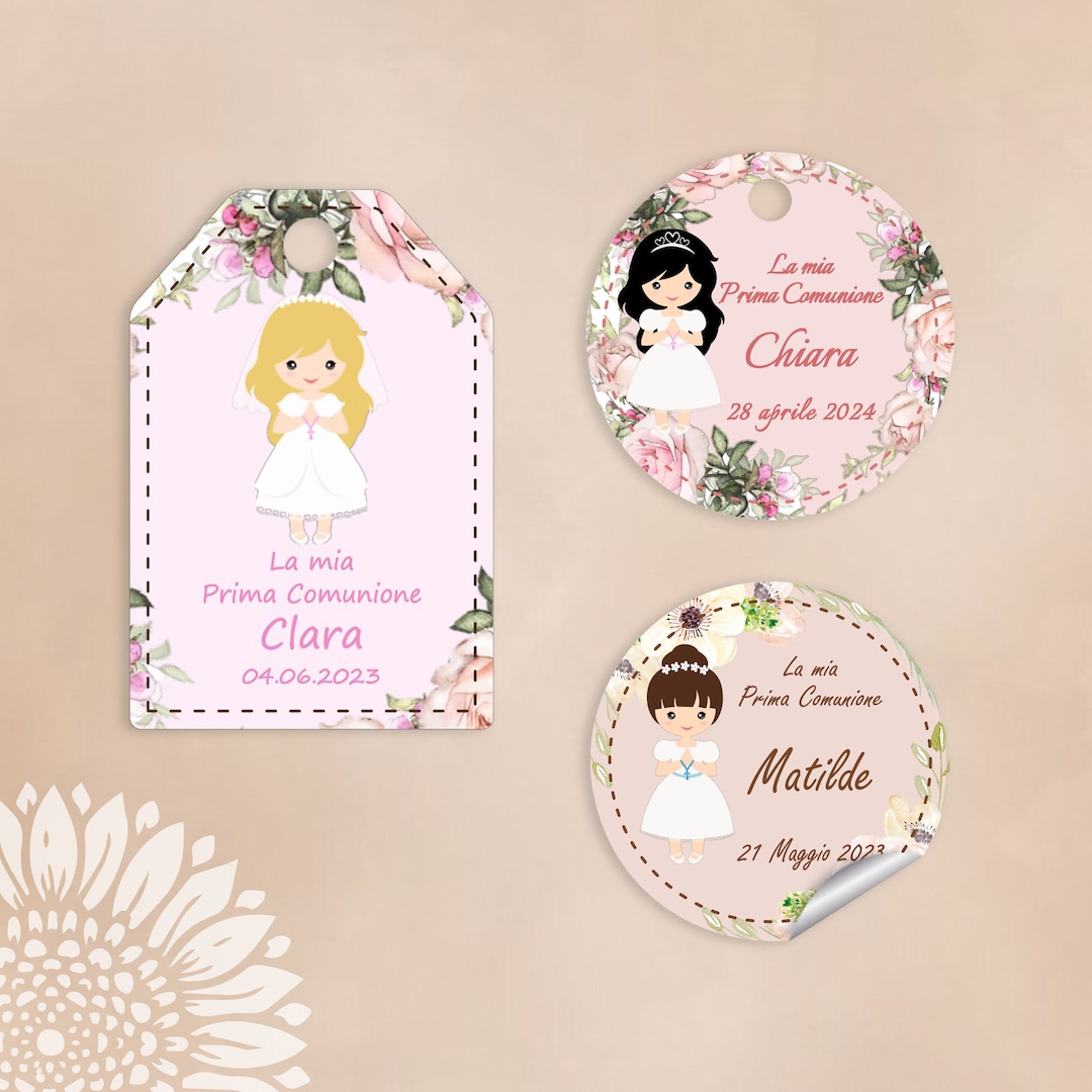 10 pezzi Cartellini o Adesivi Prima Comunione personalizzati, per ...