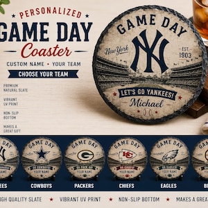 Personalized Sports Slate Coaster | Custom Team Fan Gift, Man Cave ...