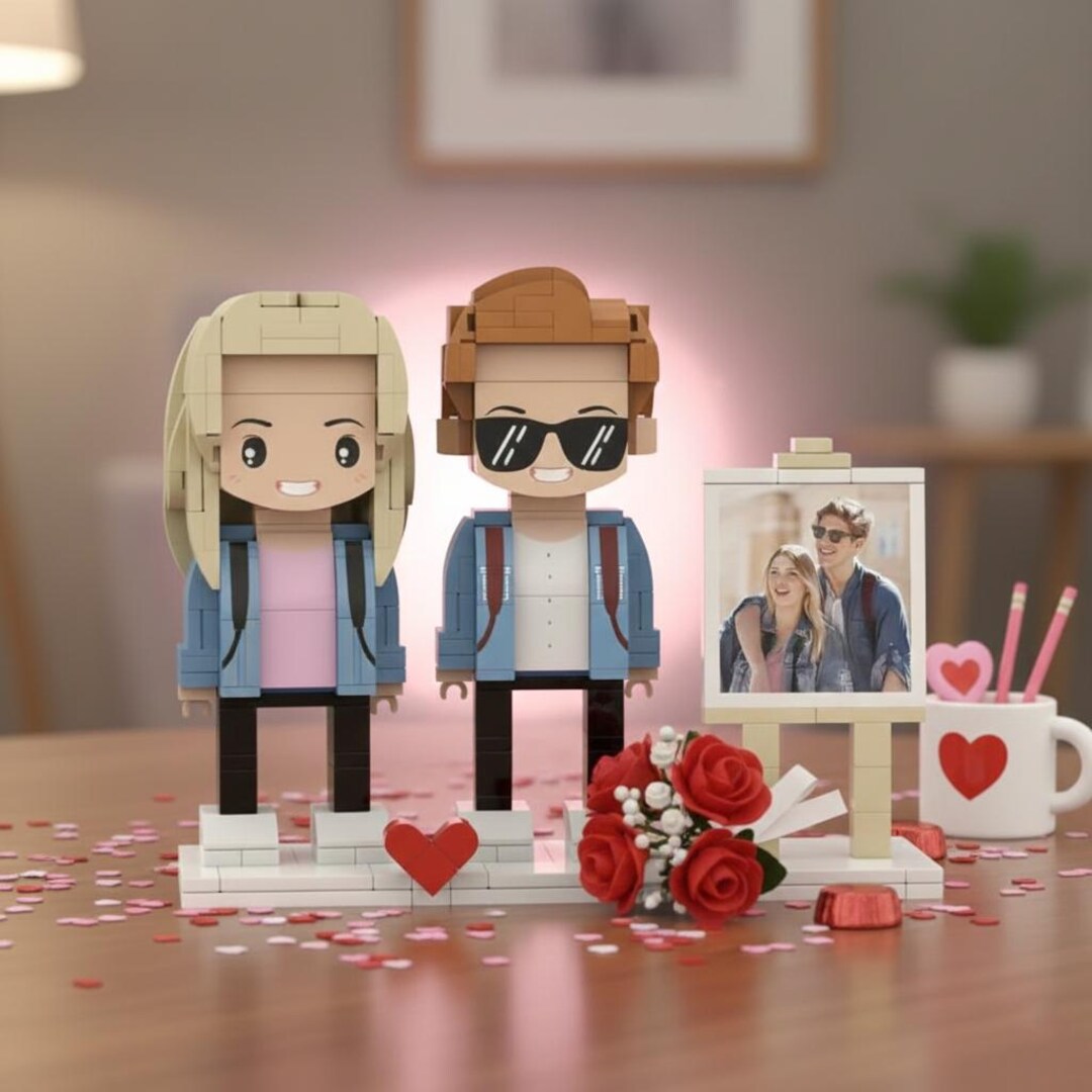 Custom Brick Couple Figures From Photo, Personalized Mini Brick Dolls ...