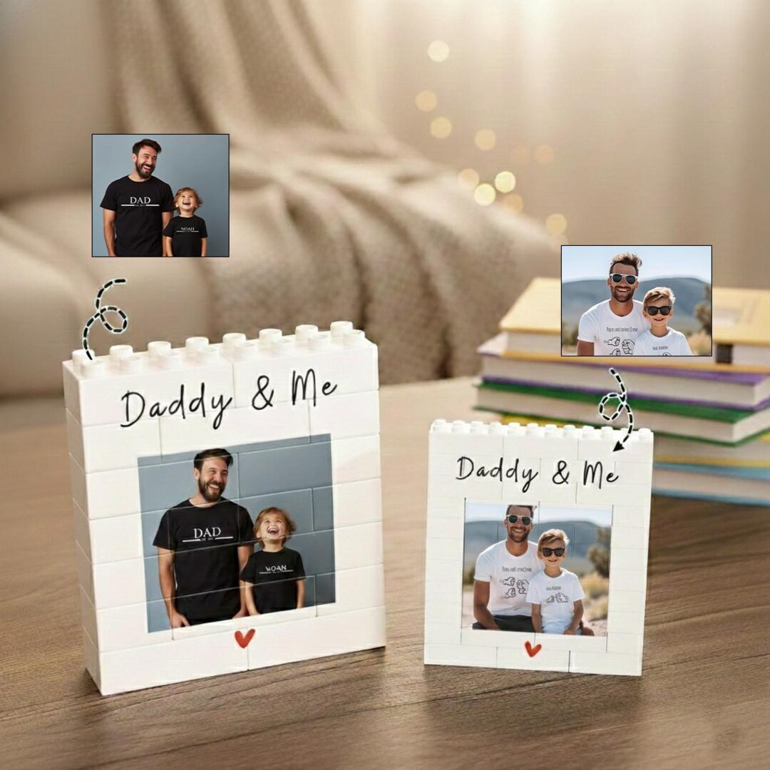 Personalized Daddy & Me Photo Building Block, Custom Brick Picture ...