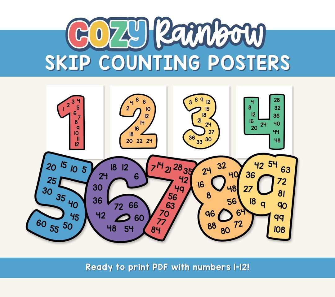 Rainbow Skip Counting Posters: Cozy Classroom Decor (digital Download ...