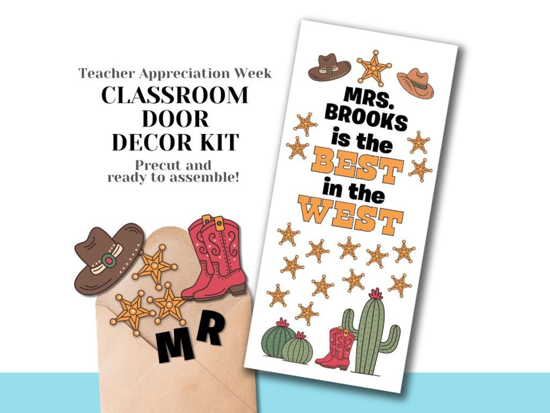 Teacher Appreciation Cowboy Door Decorating Kit - Precut Ready to Hang ...