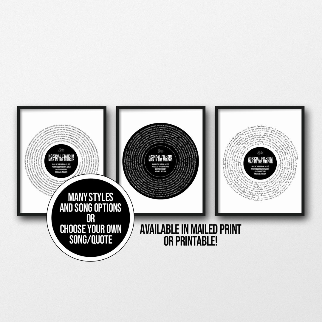 Custom Wall Art Record Print, Song Lyrics, Typography, Gift, Decor ...