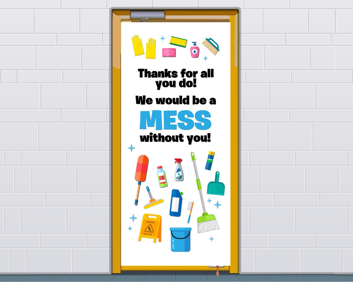 Custodian Appreciation Door Decor Kit: Printable Cleaning Supplies ...