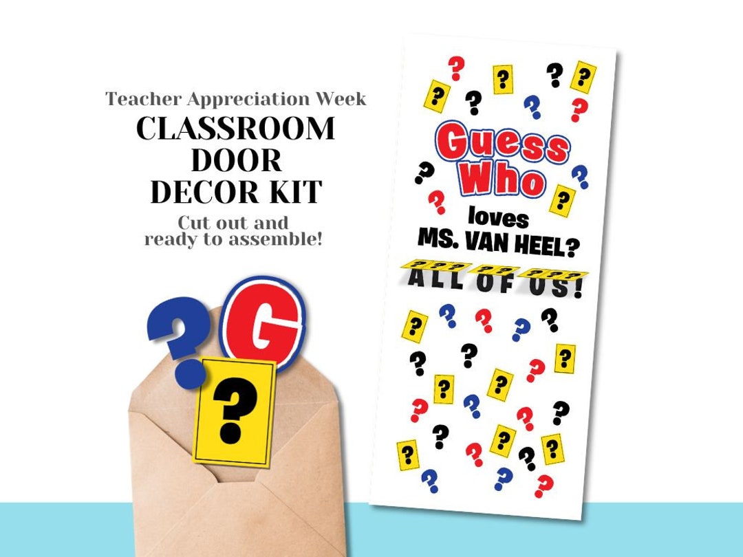 Teacher Appreciation Guess Who Door Decorating Kit - Precut Ready to ...