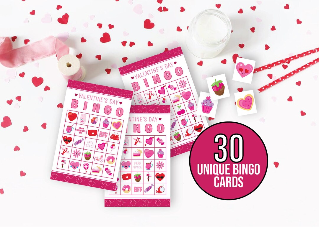 Printable Valentine's Day BINGO Game, Bundle, Love, Valentine, Easy DIY ...