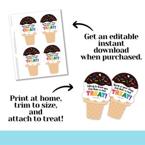 Editable Printable Ice Cream Treat Teacher Gift Tag - Treat, Sweet ...