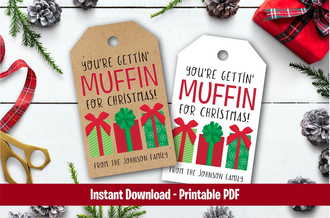 Editable Printable Gift Tag Getting Muffin for Christmas, Gift, 2022 ...
