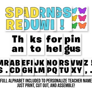 Printable Teacher Appreciation Door Decorating Kit - Butterfly Spread ...