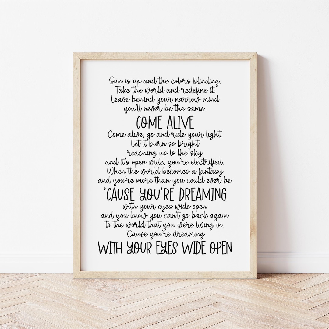Come Alive Lyrics Print: Greatest Showman Song (digital Download) - Etsy