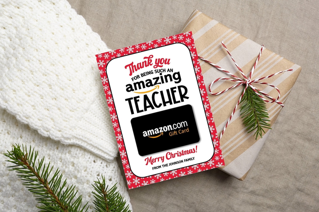 Editable Christmas Teacher Amazon Gift Card Tag (digital Download) - Etsy
