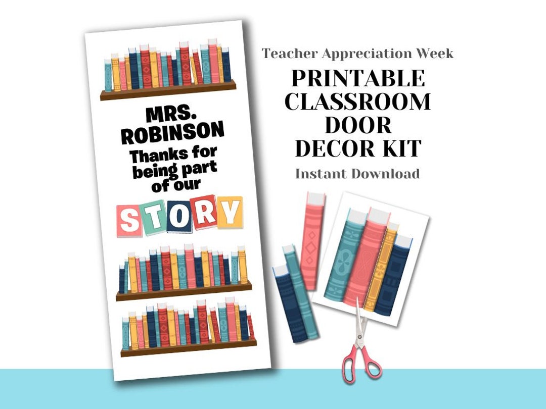 Printable Teacher Appreciation Door Decor Kit: Library Books (PDF ...