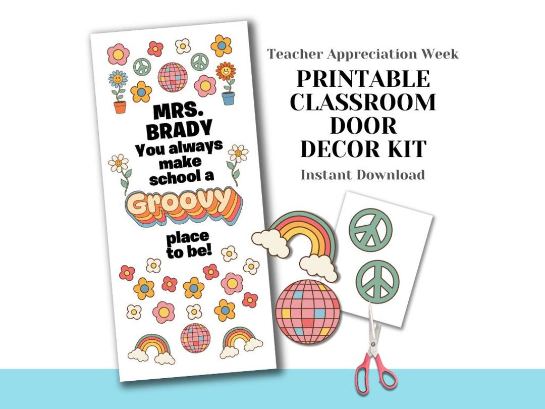 Printable Teacher Appreciation Door Decorating Kit: Groovy Classroom ...