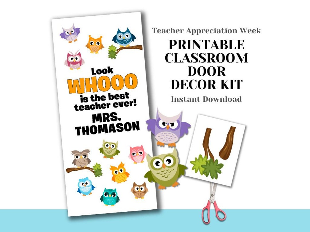 Printable Owl Teacher Appreciation Door Decor Kit (digital Download) - Etsy