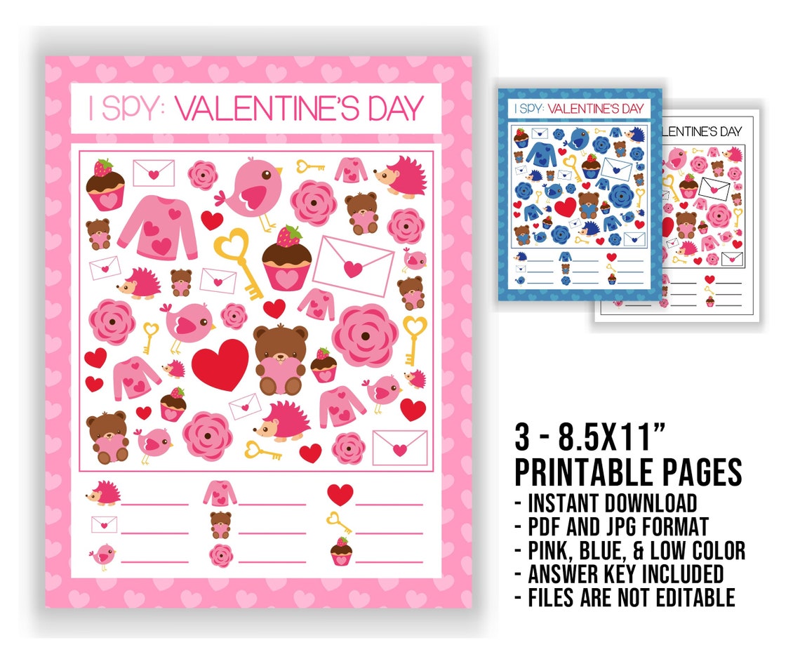 Printable Valentine's Day I SPY Game, Bundle, Love, Valentine, Easy DIY ...