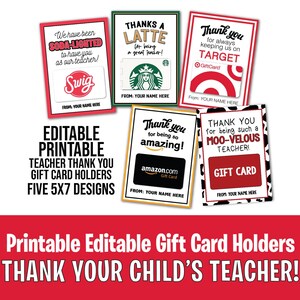 Editable Printable Amazon Gift Card Holder - Thank You Teacher ...