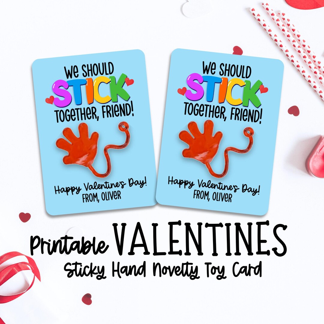 Editable Sticky Hand Valentines, Instant Download Printable Boy, Girl ...