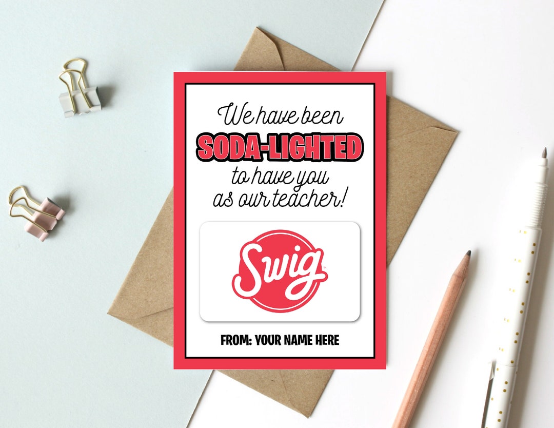 Editable Printable Swig Gift Card Holder - Thank You Teacher ...