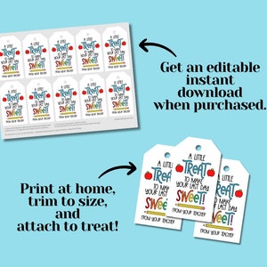 Editable Printable Last Day of School Teacher Gift Tag - Treat, Sweet ...