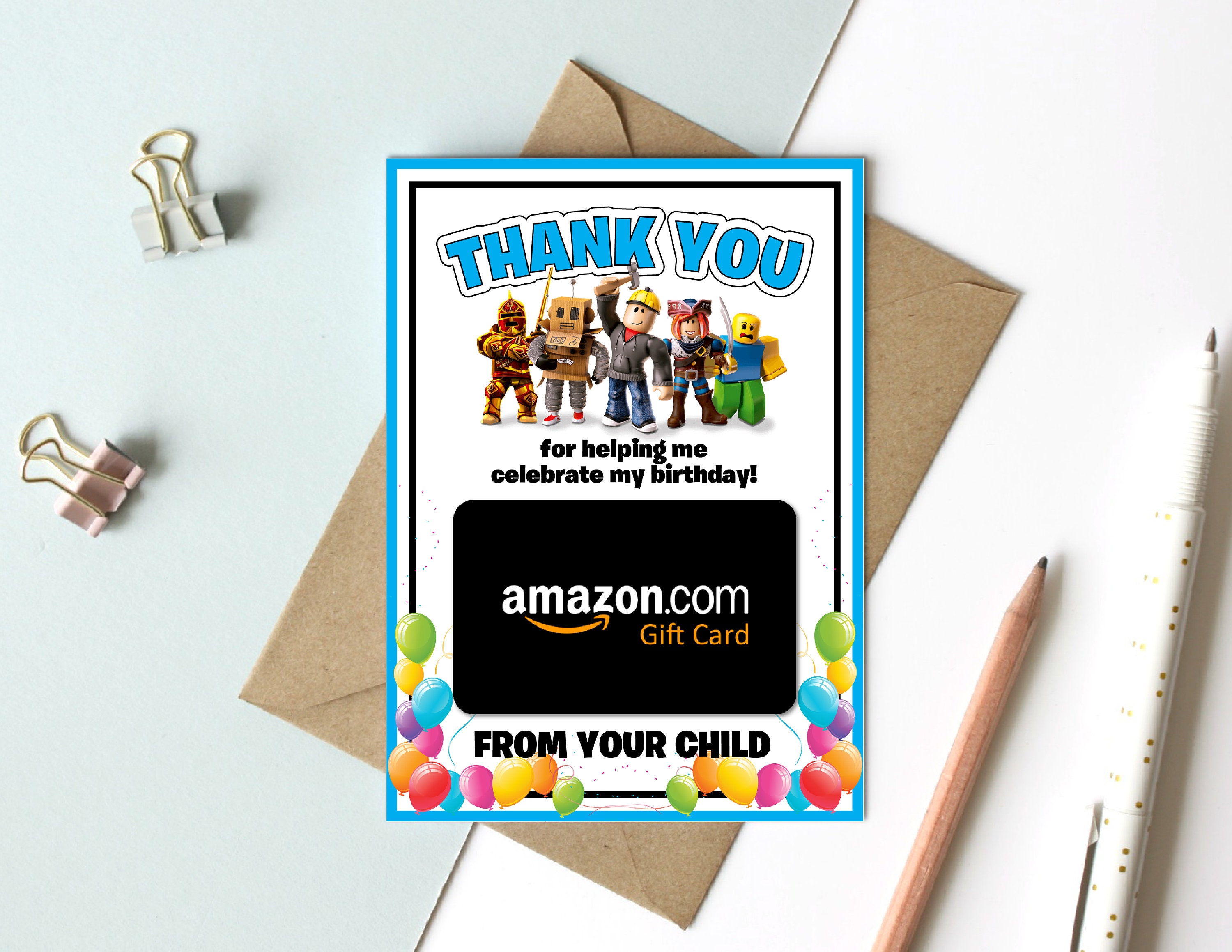 Editable Printable Birthday Roblox Gift Card Holder Thank Lupon gov ph
