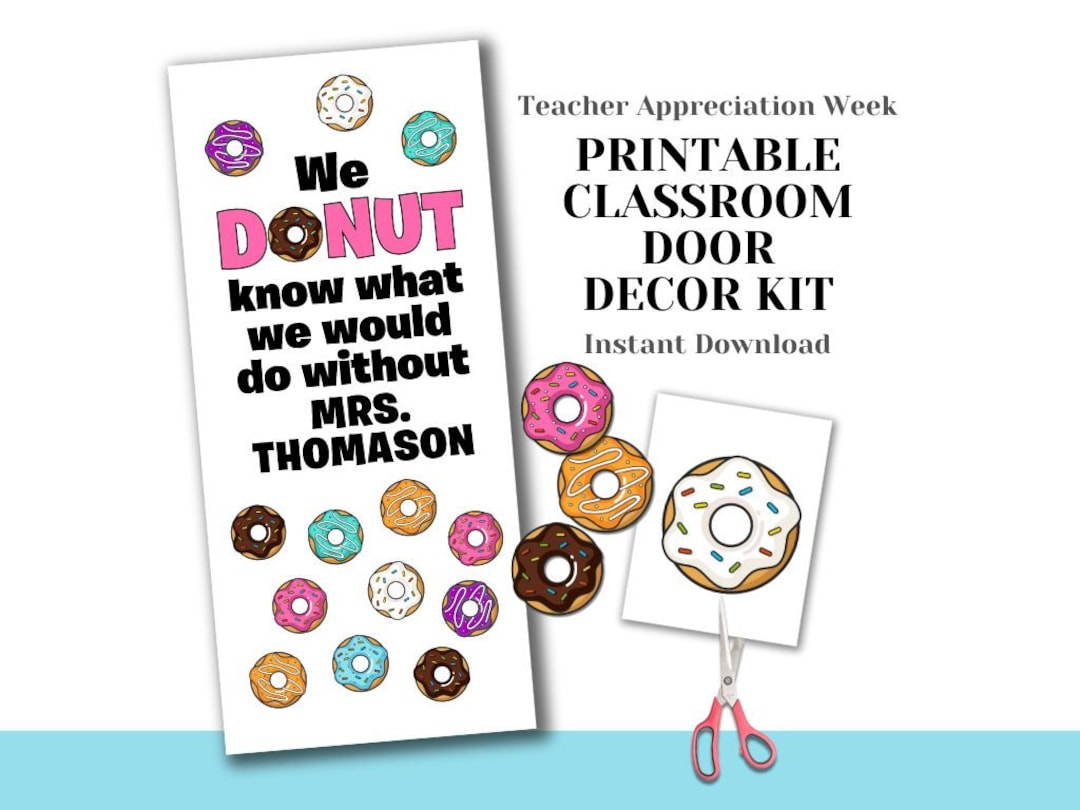Printable Teacher Appreciation Door Decorating Kit - We DONUT Know What ...