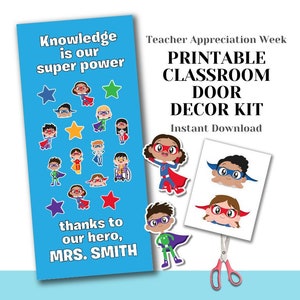 Printable Teacher Appreciation Door Decorating Kit - Superhero ...